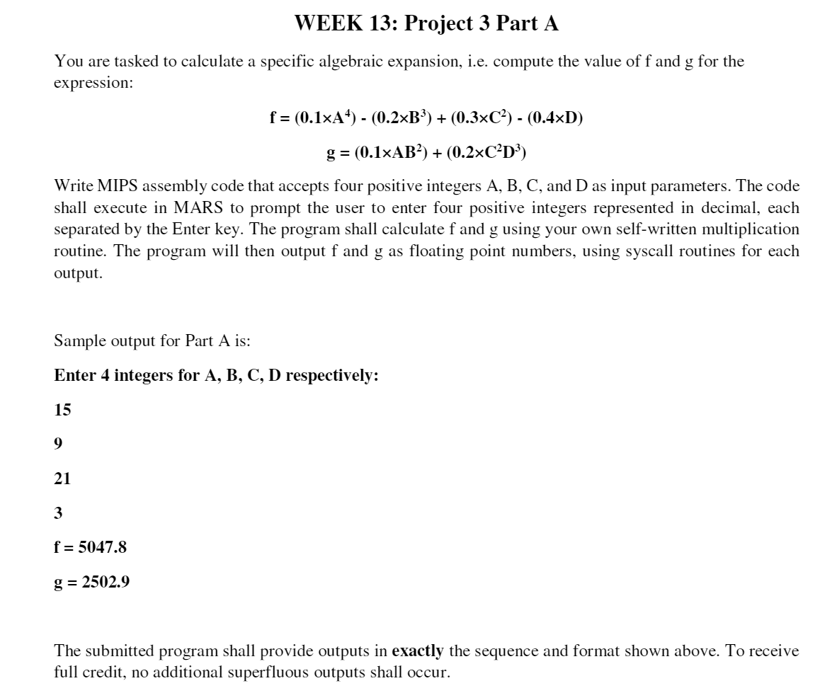 Solved WEEK 13: Project 3 Part A You are tasked to calculate | Chegg.com