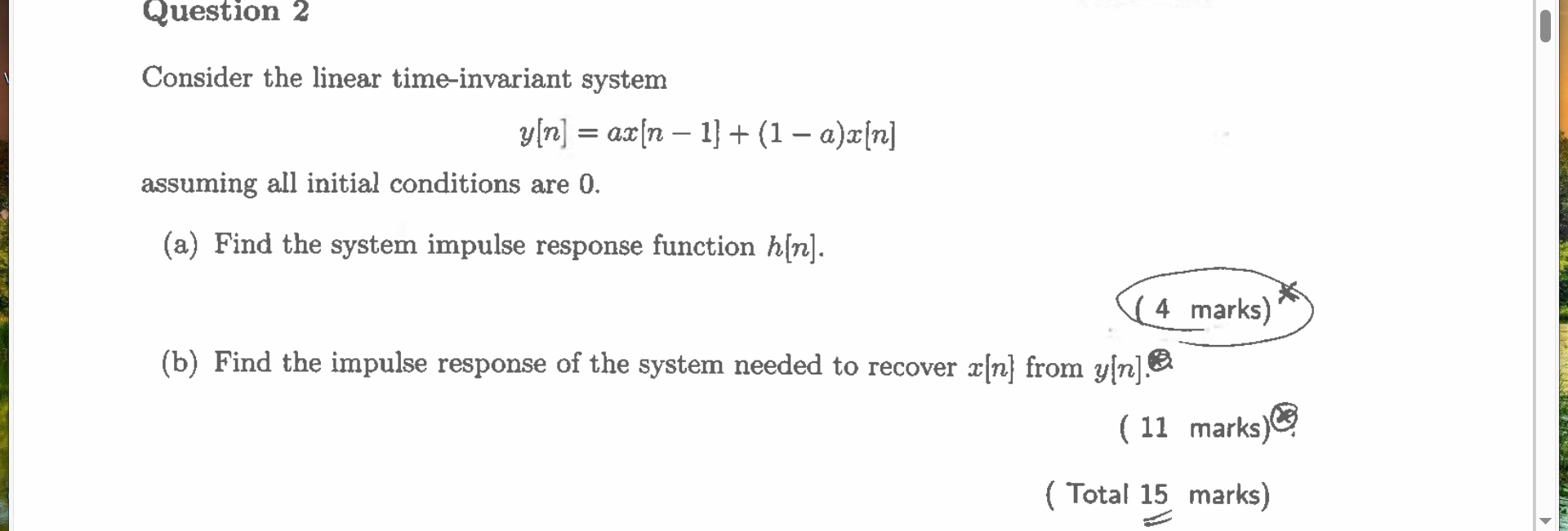 Solved Question 2Consider the linear time-invariant | Chegg.com