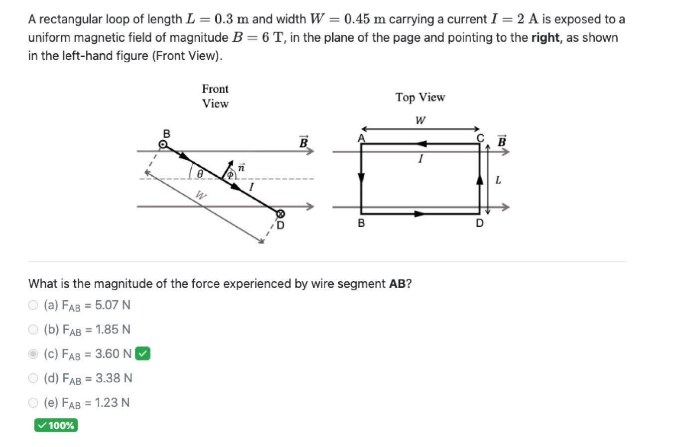 Solved A rectangular loop of length L=0.3 m and width W=0.45 | Chegg.com