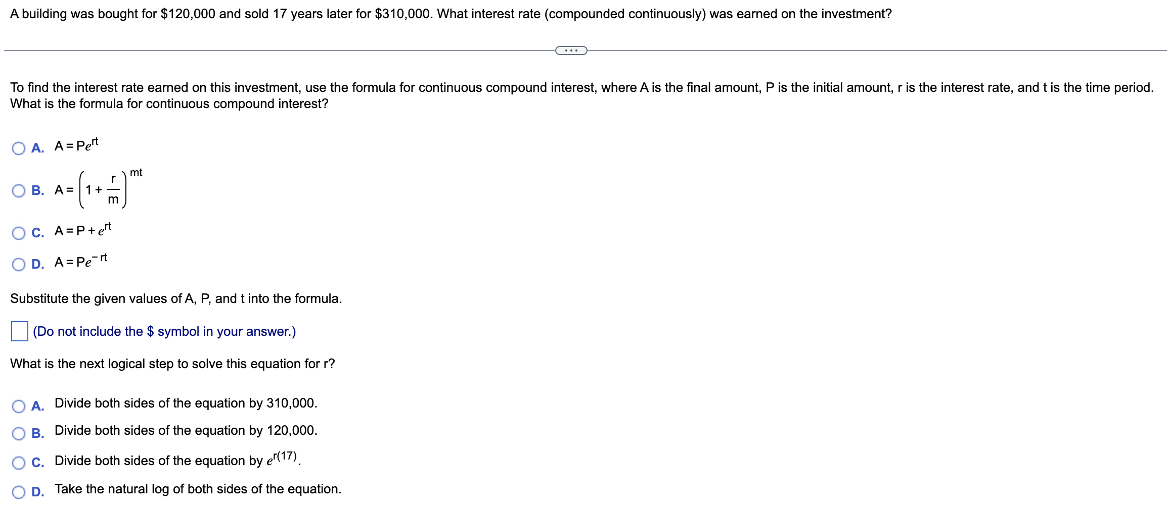 Solved What is the formula for continuous compound interest? | Chegg.com