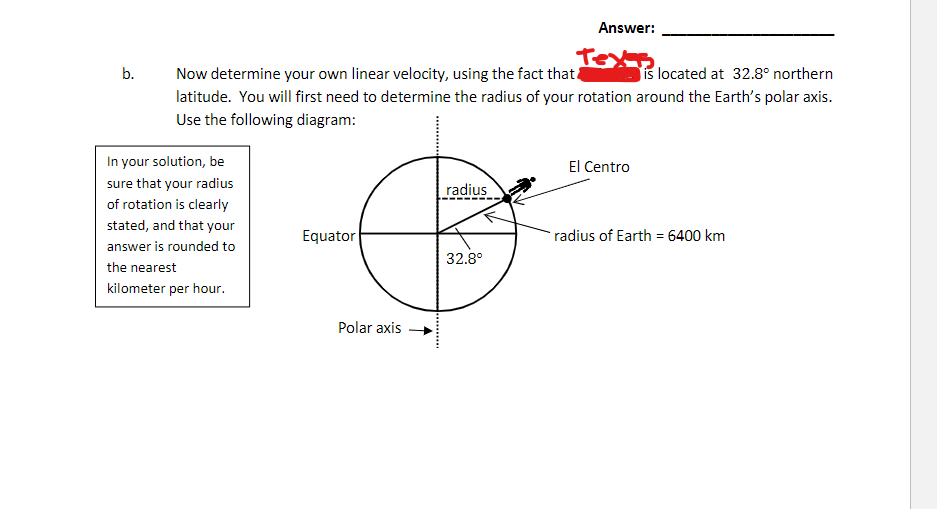 Solved b. Now determine your own linear velocity, using the | Chegg.com