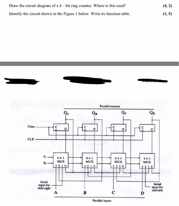 Solved (4, 2) Draw the circuit diagram of a 4 -bit ring | Chegg.com