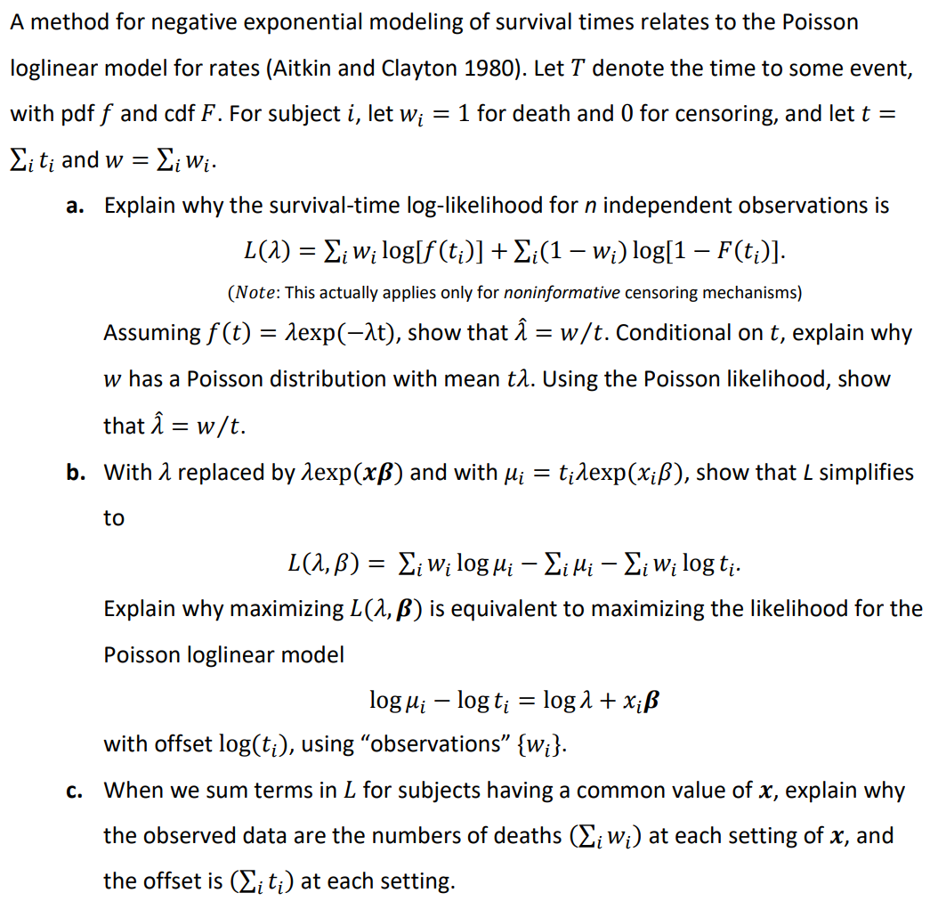 A method for negative exponential modeling of | Chegg.com