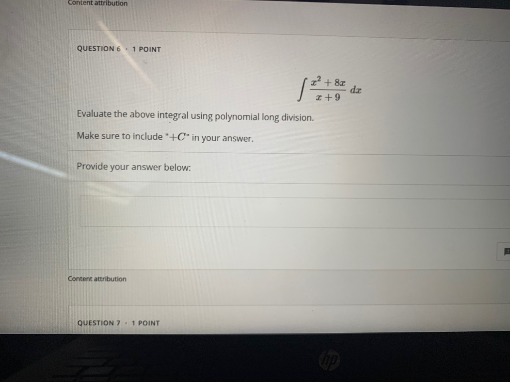 Solved Content attribution QUESTION 6.1 POINT x² + 8x da 2 | Chegg.com