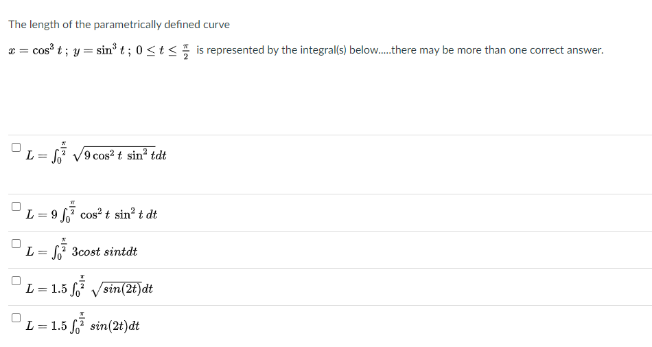 Solved The length of the parametrically defined curve x = | Chegg.com