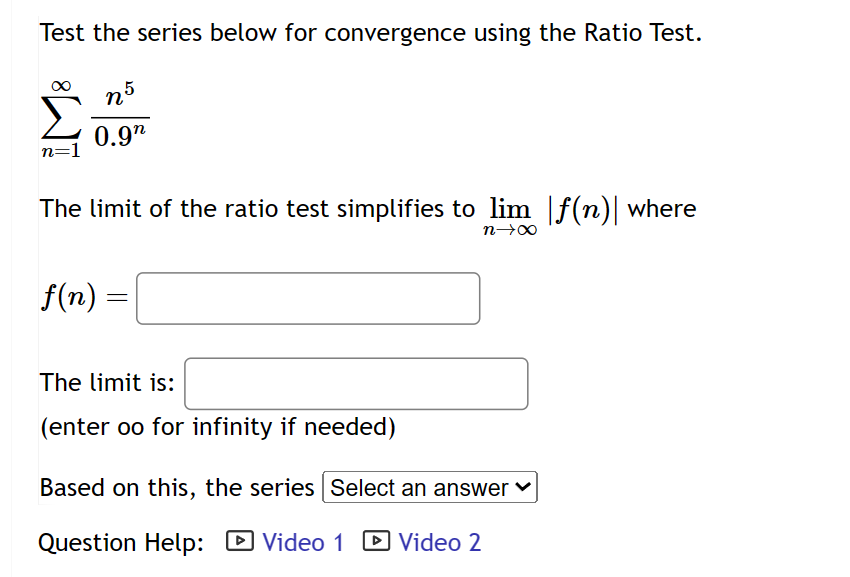 Solved Test the series below for convergence using the Ratio | Chegg.com