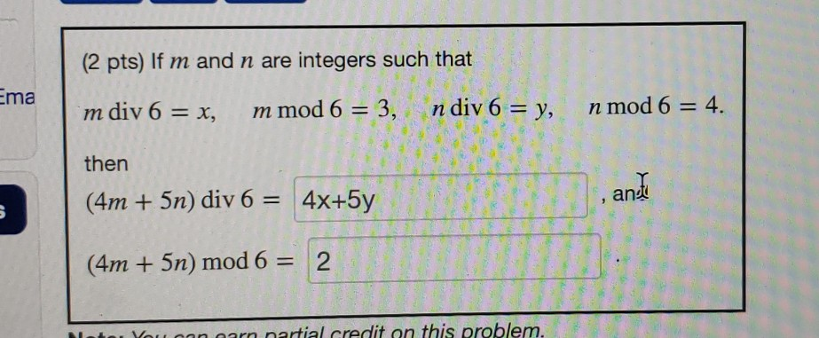 Solved JU (2 pts) If m and n are integers such that m div 8 | Chegg.com