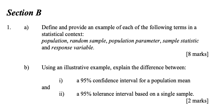 Solved Section B 1. a)Define and provide an example of each | Chegg.com