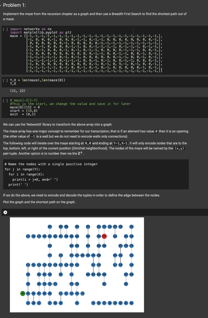 Solved Problem 1: Implement the maze from the recursion | Chegg.com