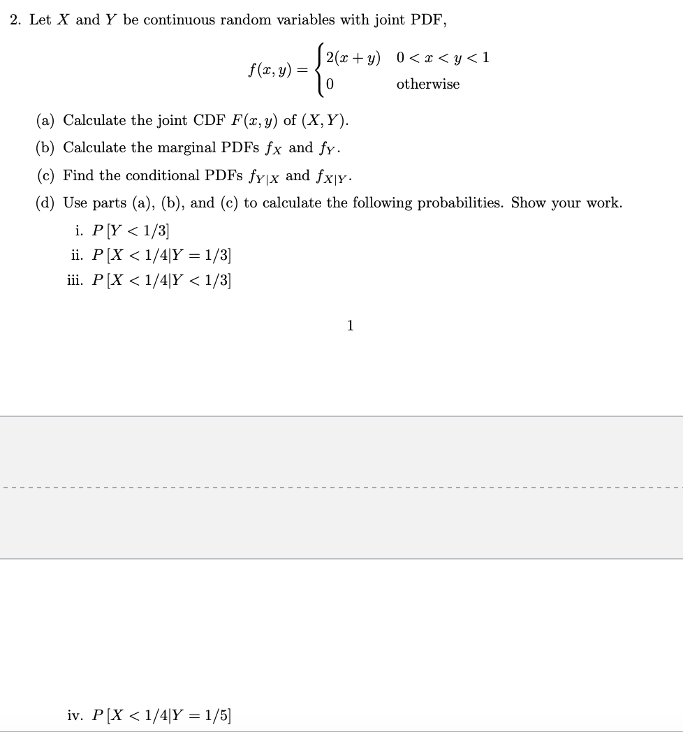 Solved 2. Let X and Y be continuous random variables with | Chegg.com