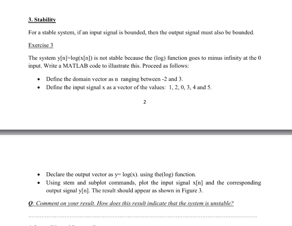 Solved 3. Stability For a stable system, if an input signal | Chegg.com