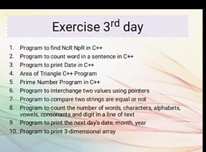 Solved 1. Program to find NcRNpR in Ct+ 2. Program to count | Chegg.com