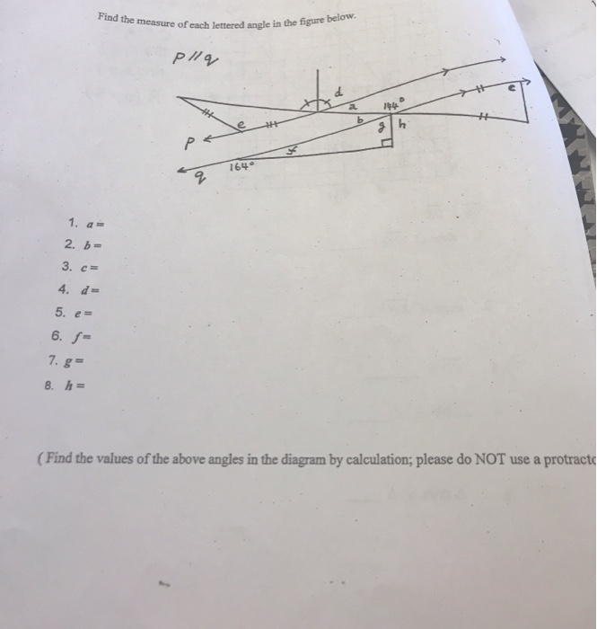 Solved Find the measure of each lettered angle in the figure | Chegg.com
