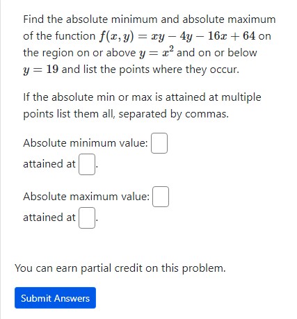 Solved Find the absolute minimum and absolute maximum of the | Chegg.com