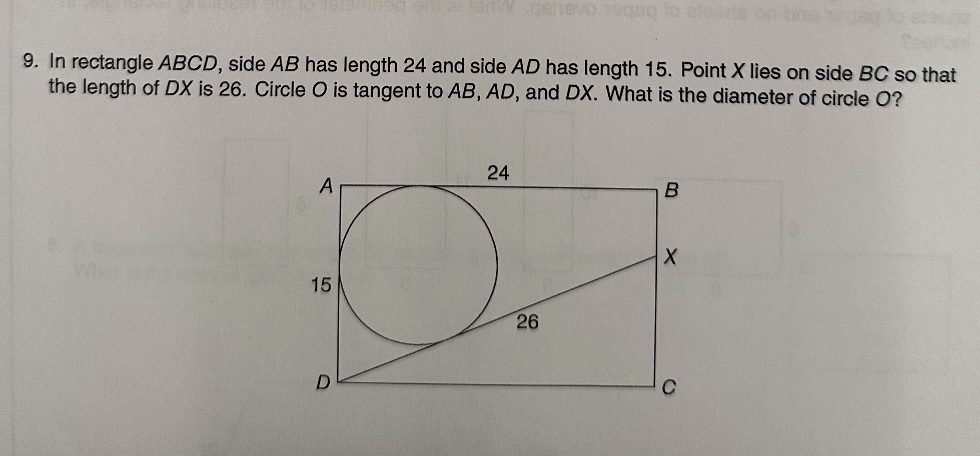 Solved In ﻿rectangle ABCD, side AB ﻿has length 24 ﻿and side | Chegg.com