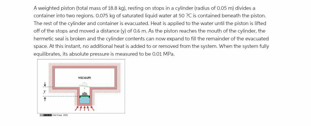 Solved A weighted piston (total mass of 18.8 kg), resting on | Chegg.com
