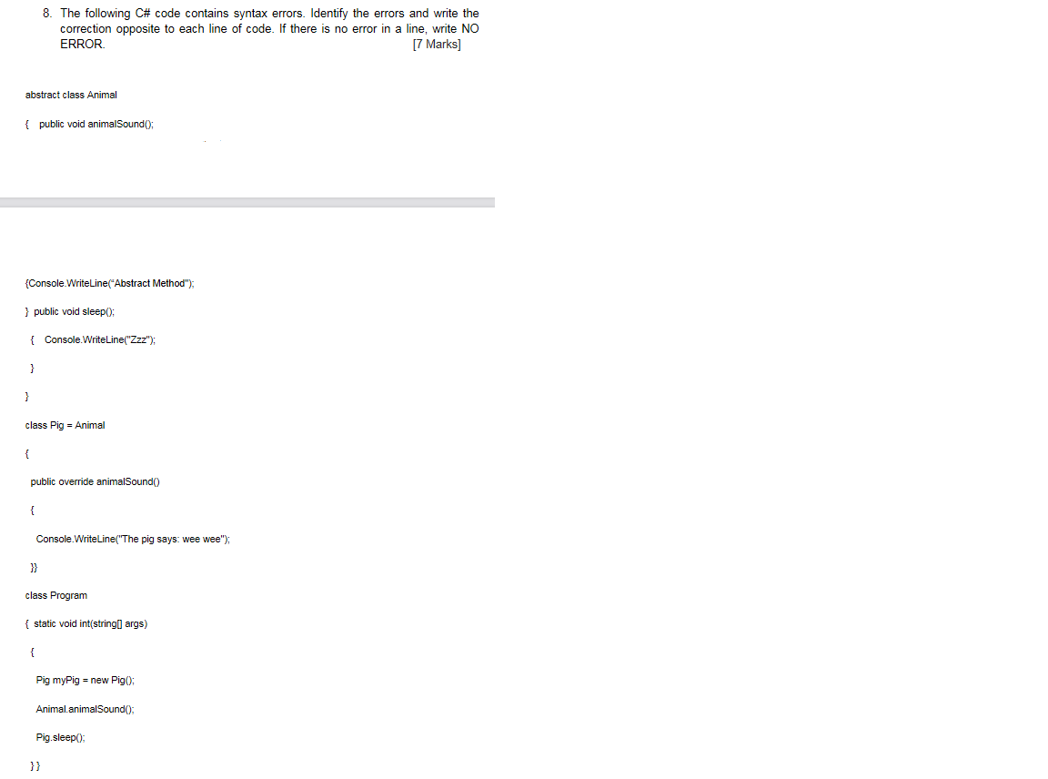 8. The following C# code contains syntax errors. | Chegg.com