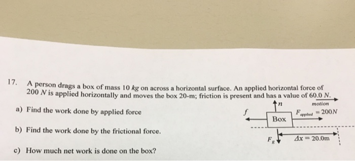 Solved 17. A person drags a box of mass 10 kg on across a | Chegg.com