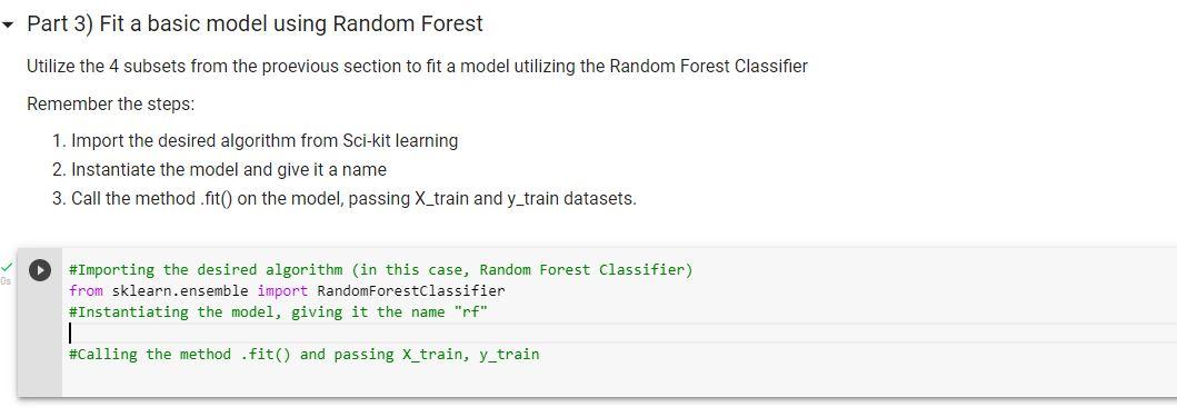 Part 3) Fit a basic model using Random Forest Utilize | Chegg.com
