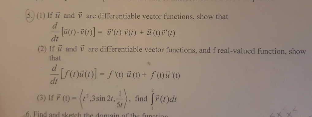 Solved 5.) (1) If u and v are differentiable vector | Chegg.com