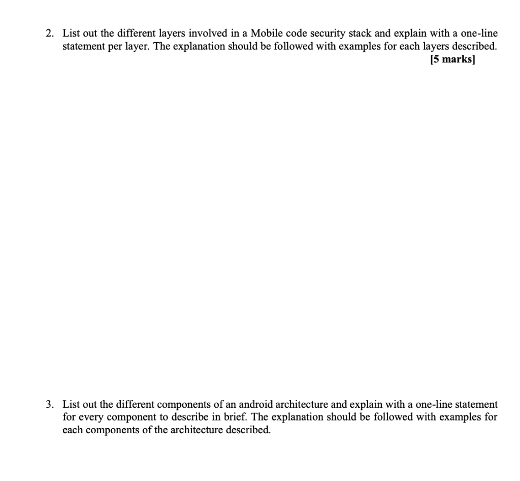 Solved 1. Below is an example Androidmanifest.xml file. You | Chegg.com