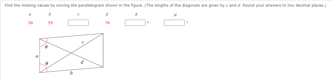 Solved Find the missing values by solving the parallelogram | Chegg.com