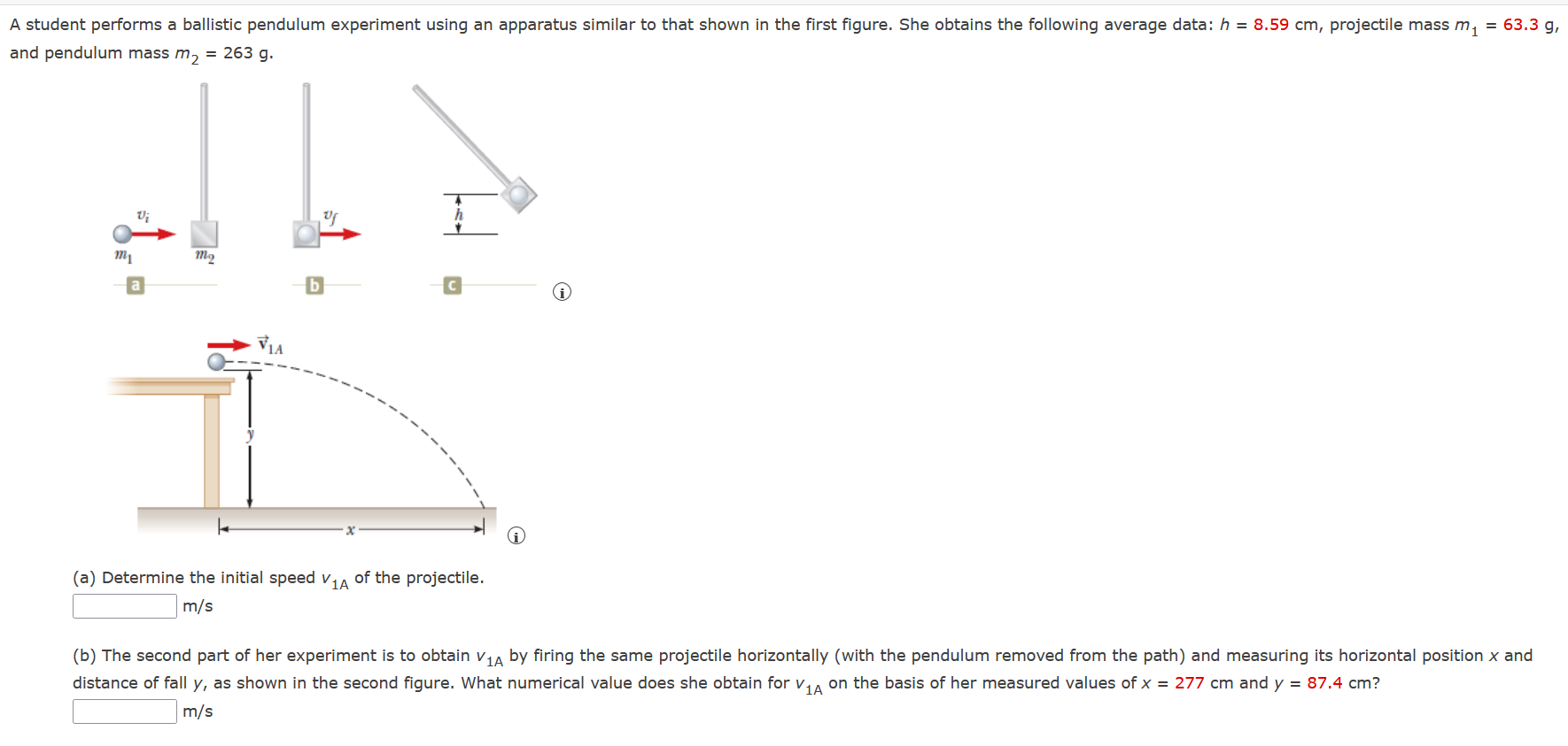Solved A student performs a ballistic pendulum experiment | Chegg.com