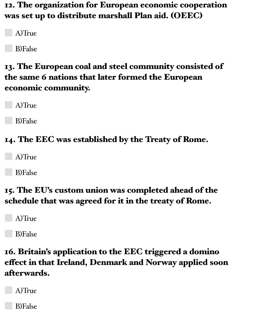 Solved 12. The organization for European economic | Chegg.com