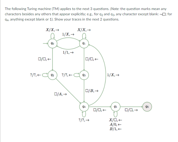 Solved The following Turing machine (TM) applies to the next | Chegg.com