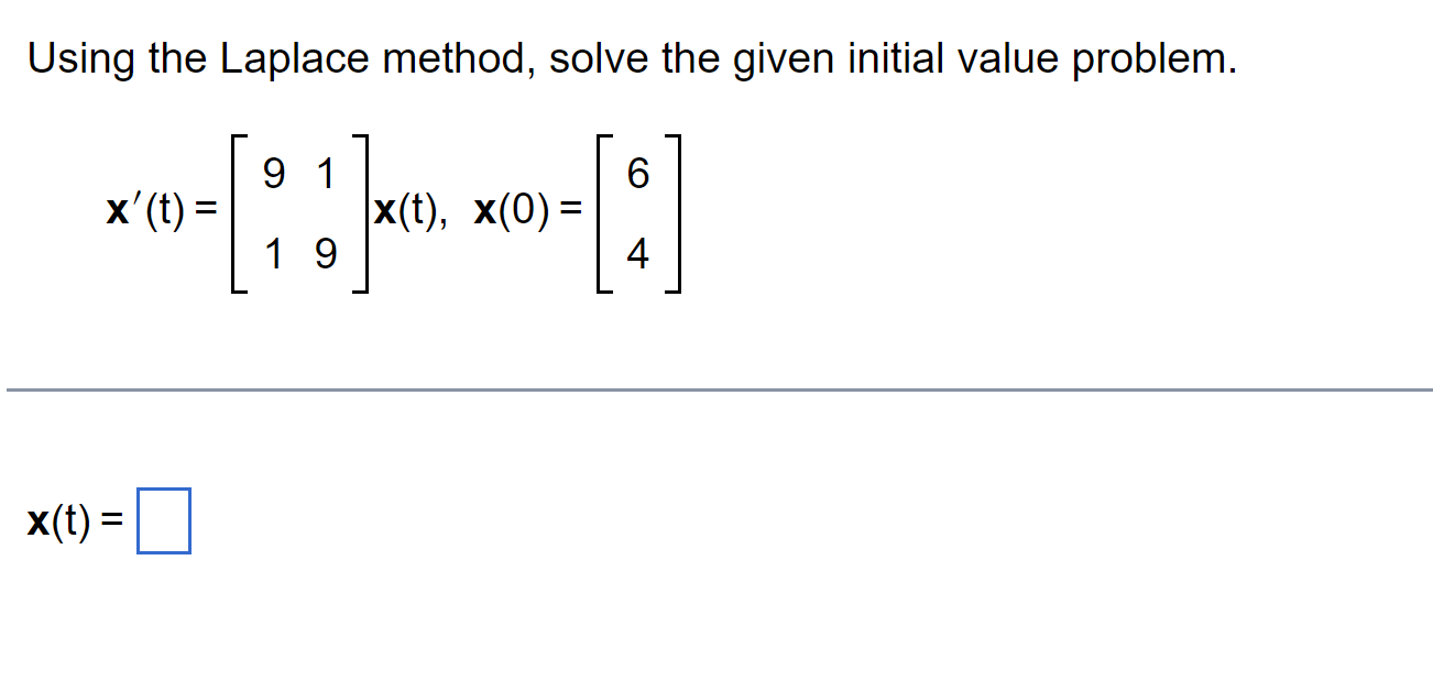 Solved Using the Laplace method, solve the given initial | Chegg.com