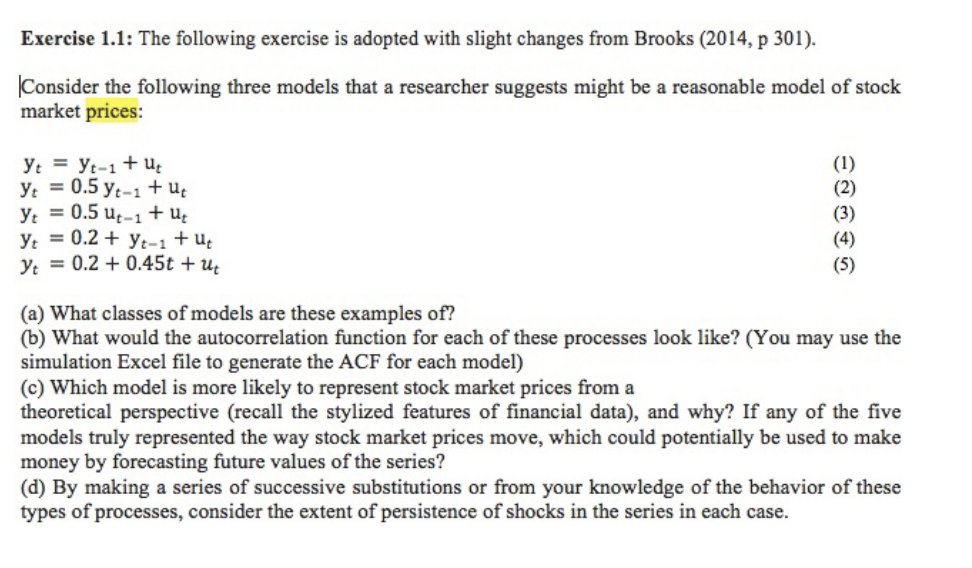 Solved Exercise 1.1: The following exercise is adopted with | Chegg.com