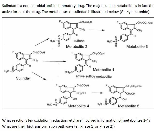 Solved Sulindac is a non-steroidal anti-inflammatory drug. | Chegg.com