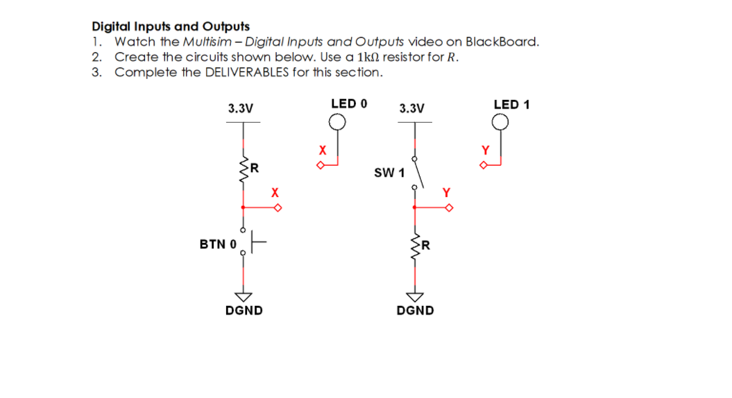 Solved Digital Inputs and Outputs 1. Watch the Multisim - | Chegg.com