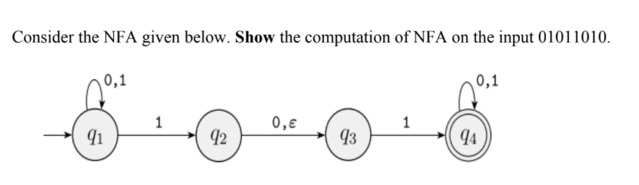 Solved Consider the NFA given below. Show the computation of | Chegg.com