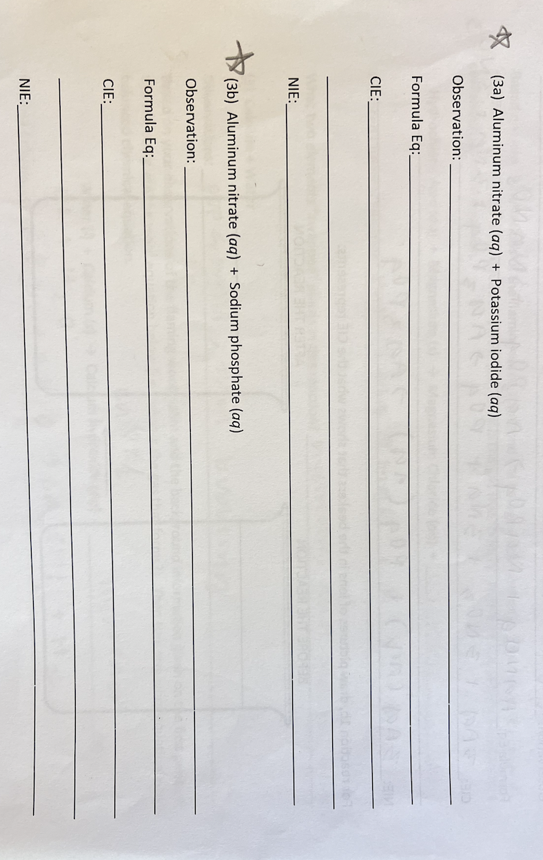 Solved (3a) Aluminum nitrate (aq)+ Potassium iodide (aq) | Chegg.com