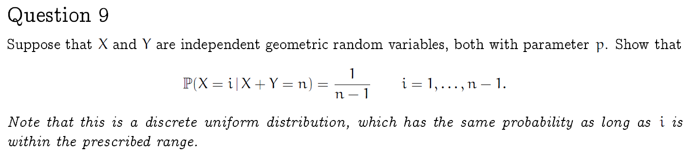 Solved Suppose that X and Y are independent geometric random | Chegg.com