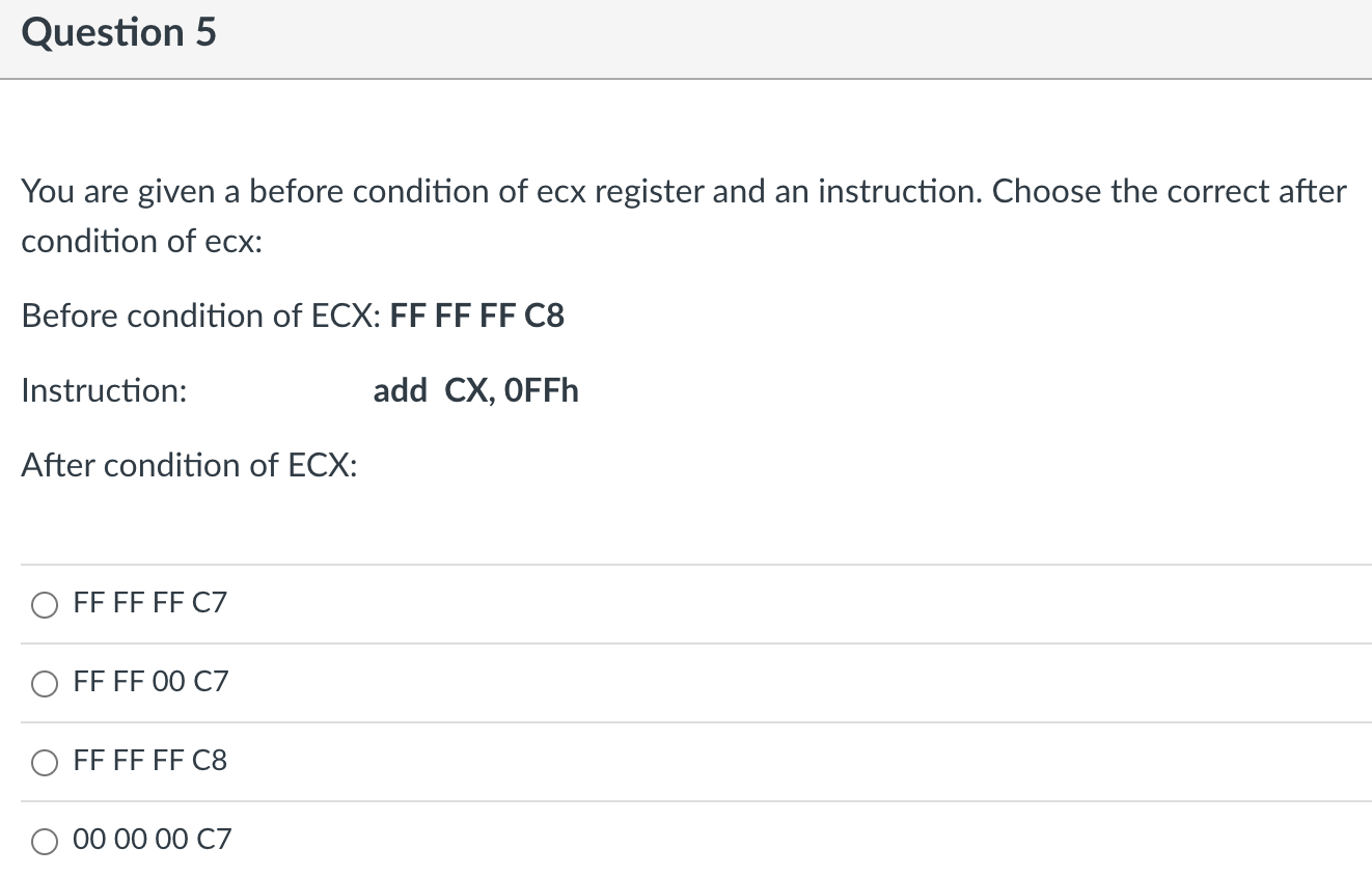 Solved You are given a before condition of ecx register and | Chegg.com