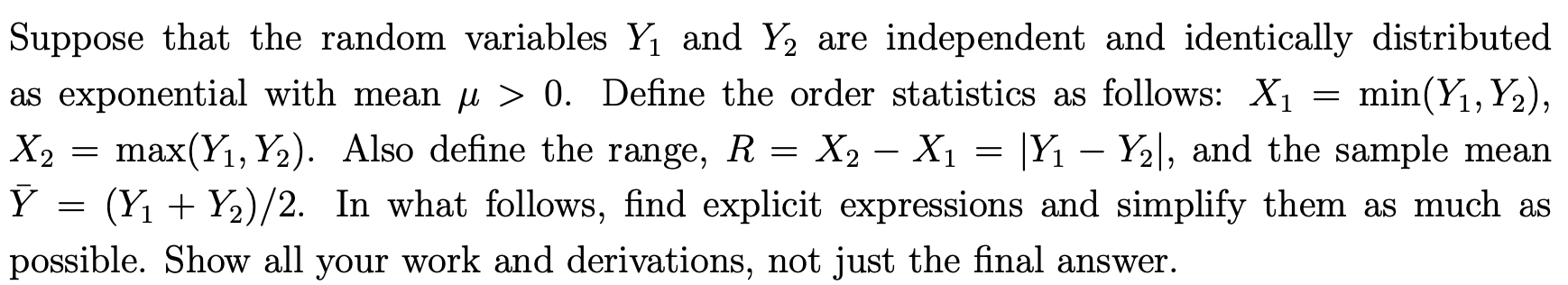 Solved Suppose That The Random Variables Y1 And Y2 Are 