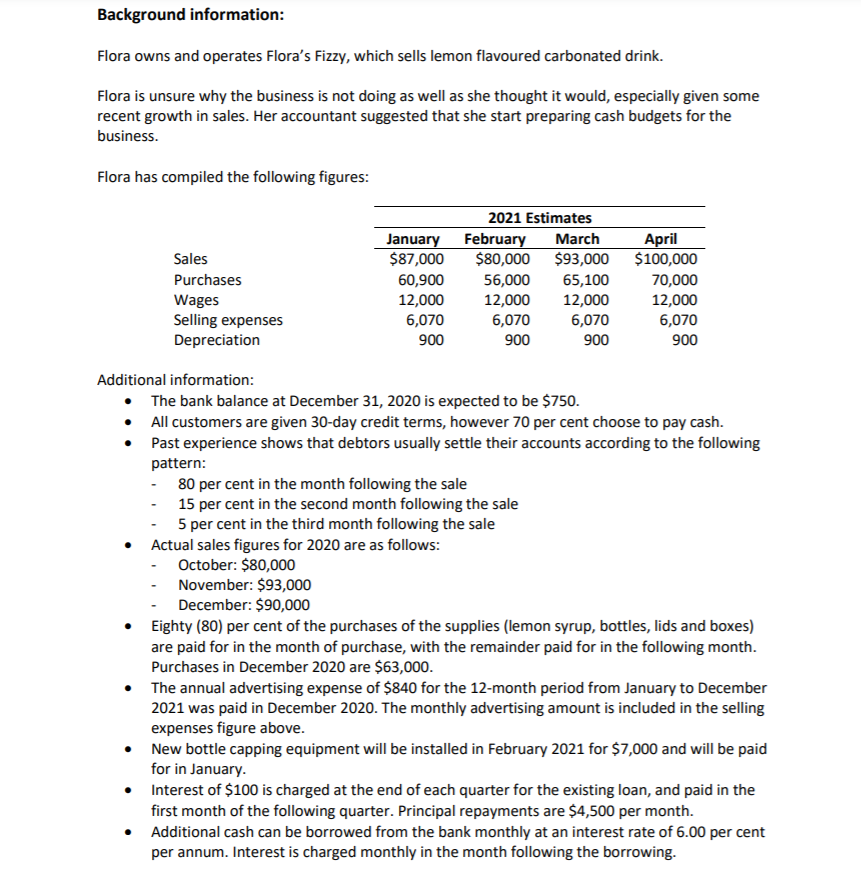 Solved Use the background information on the previous page | Chegg.com