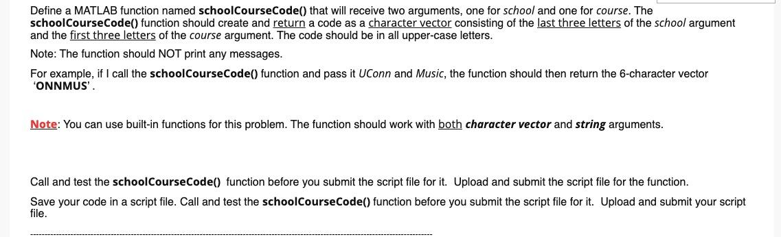 Solved Define a MATLAB function named | Chegg.com