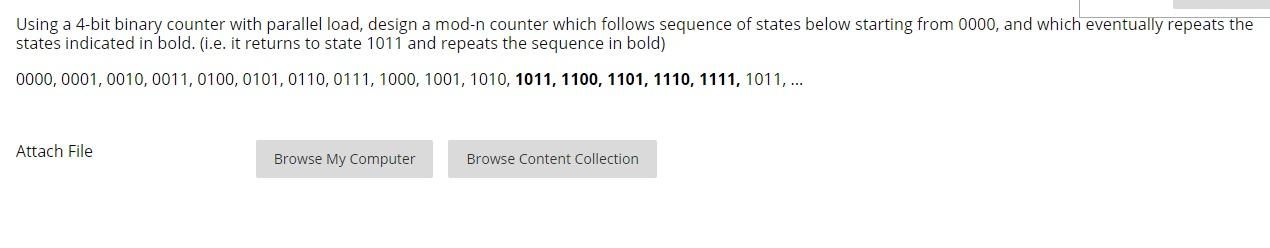 Solved Using a 4-bit binary counter with parallel load, | Chegg.com