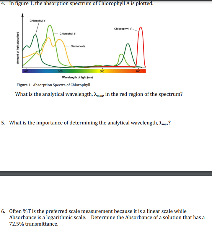 Solved In figure 1 , ﻿the absorption spectrum of Chlorophyll | Chegg.com