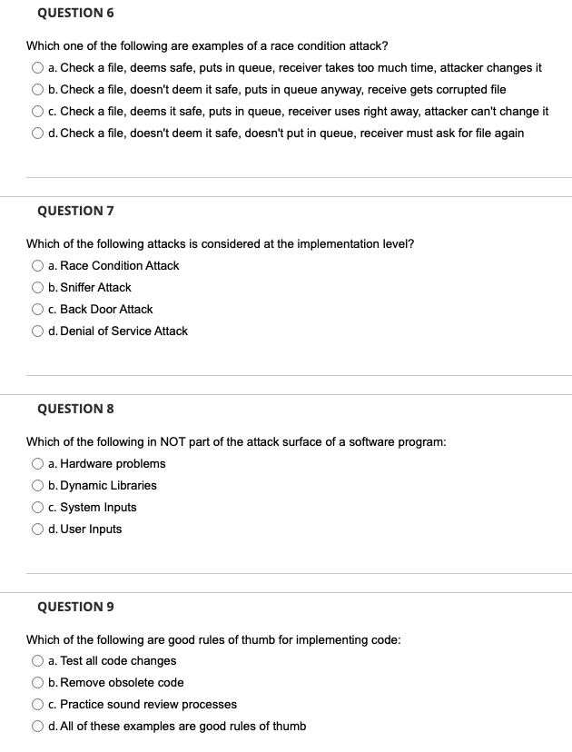 Solved QUESTION 6 Which one of the following are examples of | Chegg.com