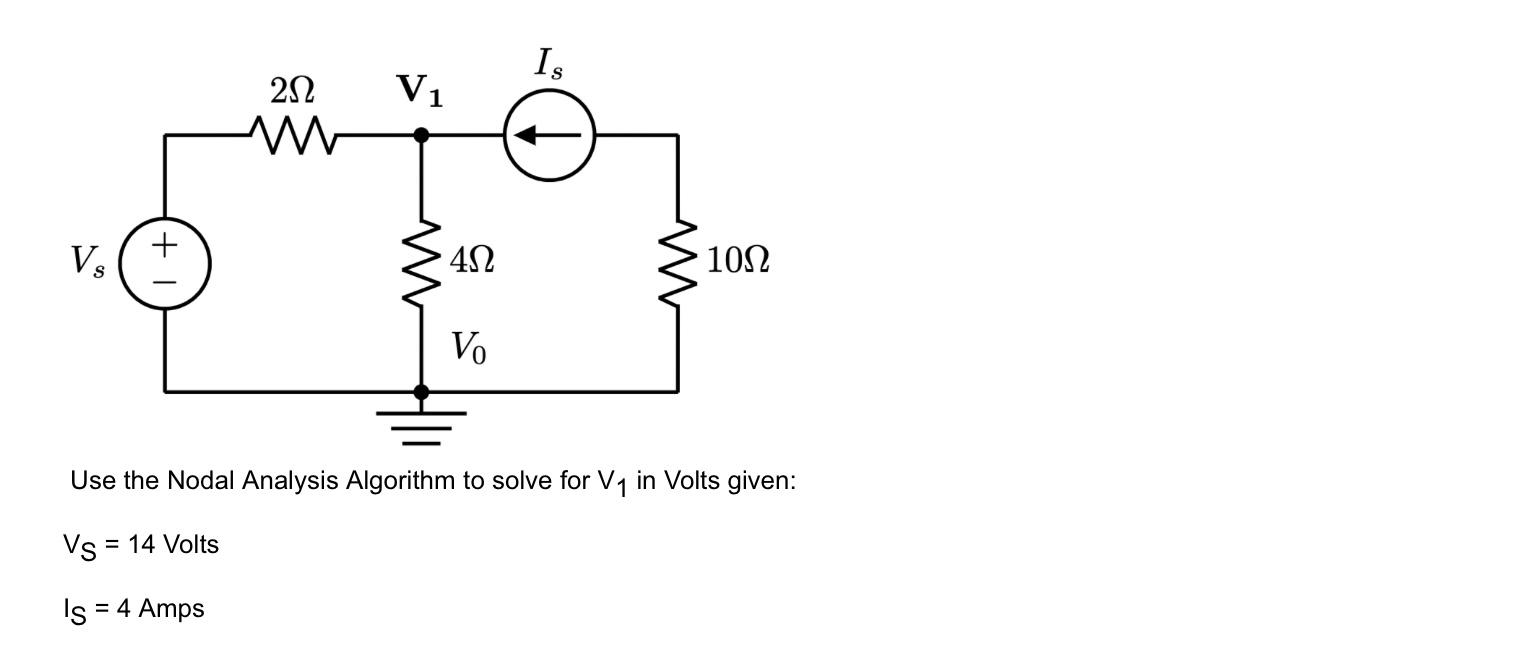 Solved Use the Nodal Analysis Algorithm to solve for V1 in | Chegg.com