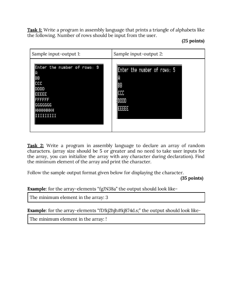 Task 1 Write A Program In Assembly Language That Prints A Triangle Of 