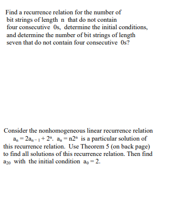 Solved Find a recurrence relation for the number of bit | Chegg.com