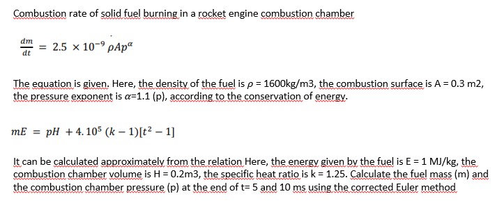 Solved Combustion rate of solid fuel burning in a rocket | Chegg.com