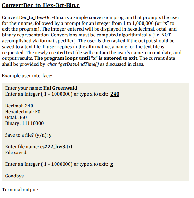 Solved ConvertDec to Hex-Oct-Bin.c | Chegg.com