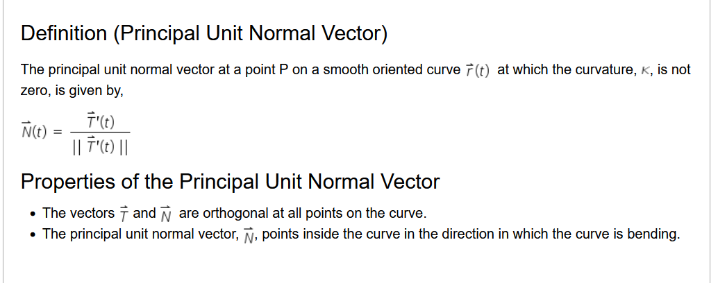 Solved Definition (Principal Unit Normal Vector) The | Chegg.com