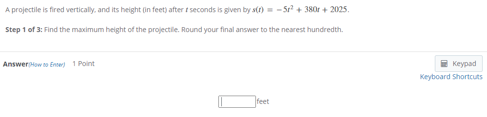 Solved A projectile is fired vertically, and its height (in | Chegg.com